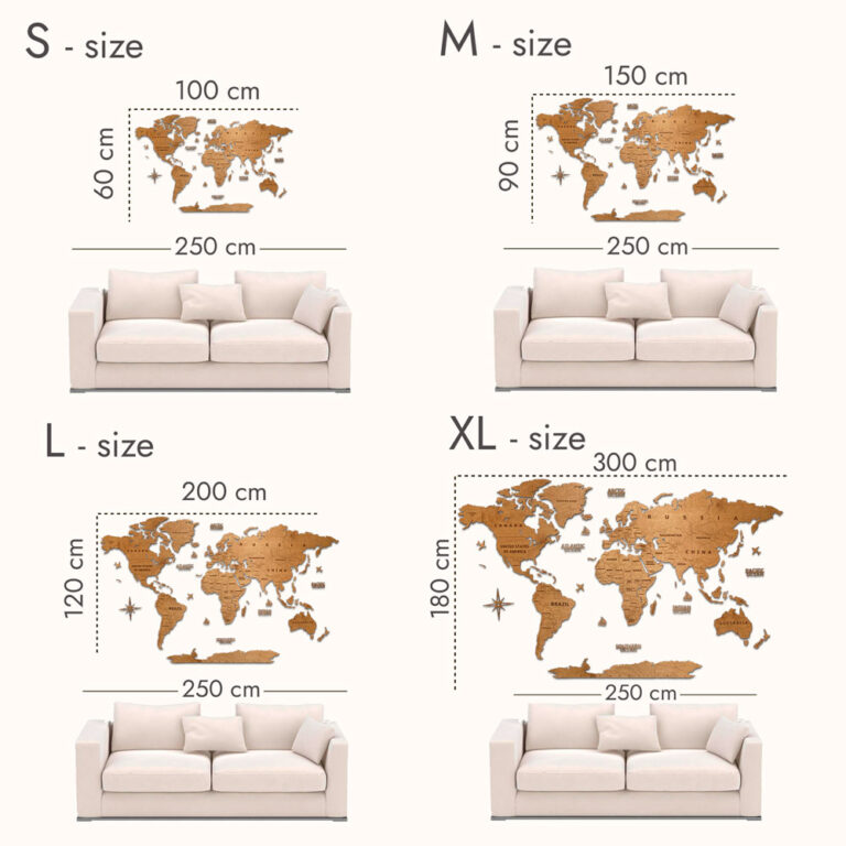 Wooden World Map Wall Decoration – Oak – Dreamforwood