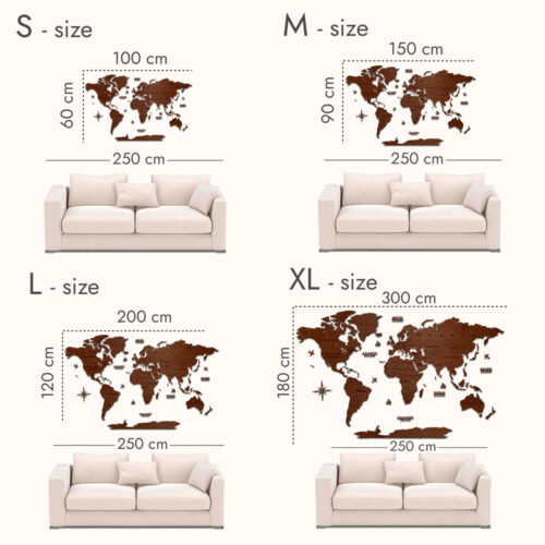 Wooden World Map Wall Decoration – Walnut – Dreamforwood
