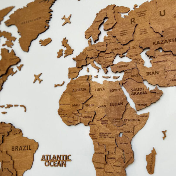 3D Wooden World Map Wall Decoration- Oak – Dreamforwood