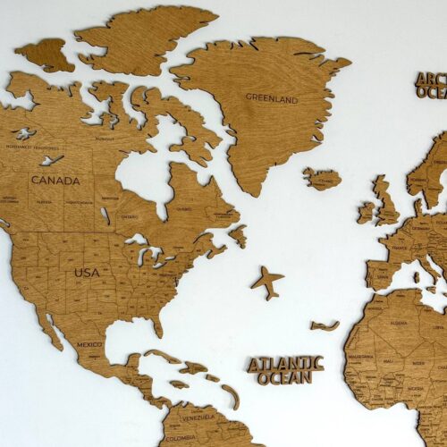 Wooden World Map with Capitals – Oak – Dreamforwood